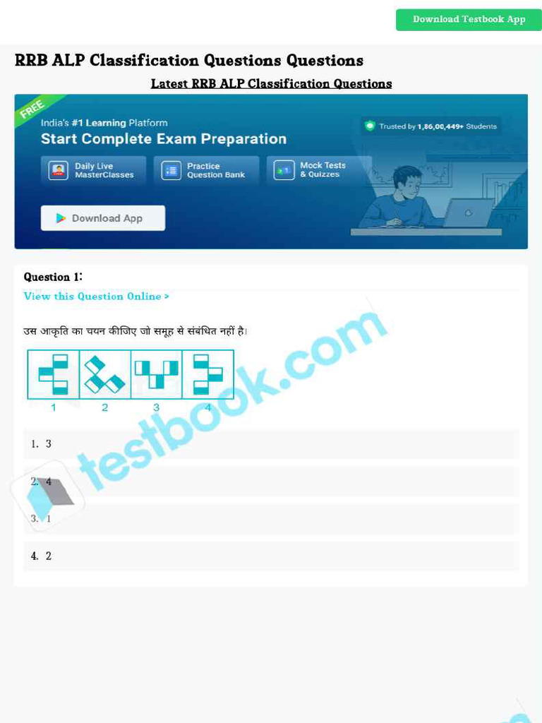rrb-alp-classification-questions--65b0ece8d3c0f3cd2f4781d1 | PDF
