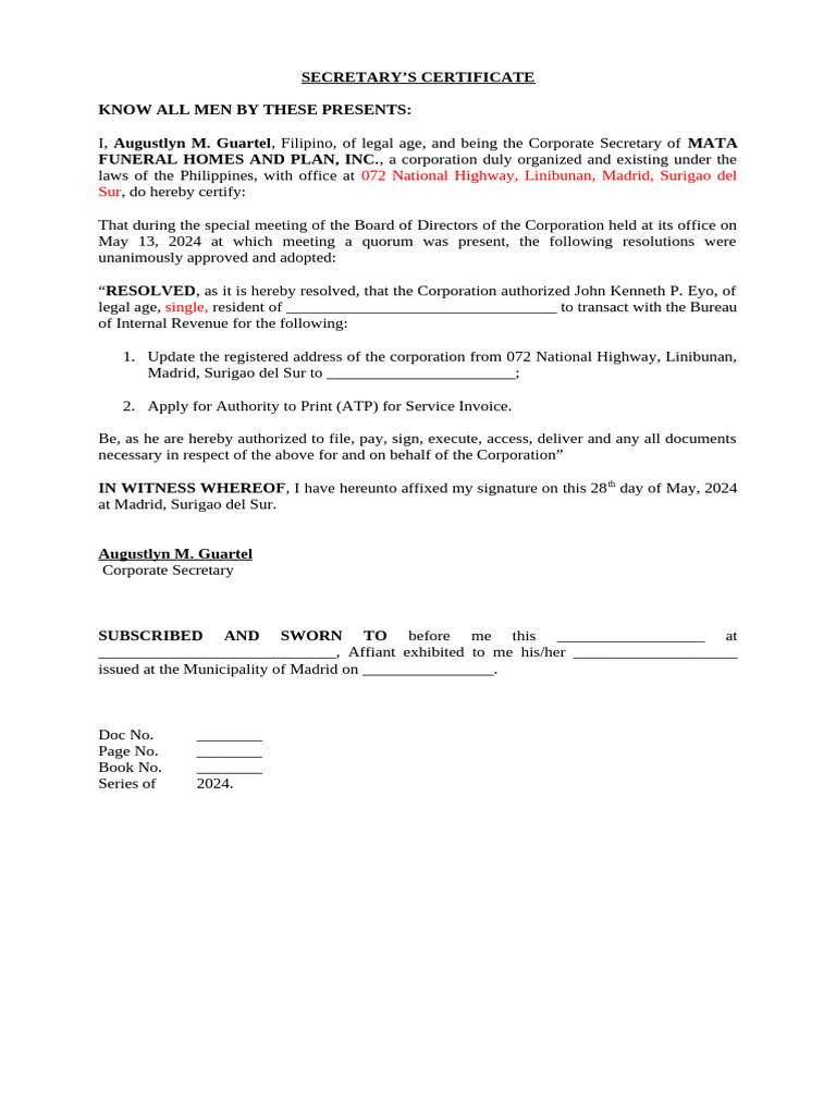 SEC CERT - Application For ATP | PDF