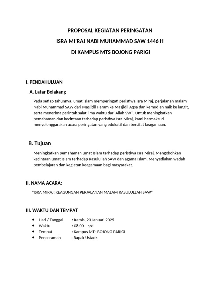 Proposal Isra Miraj Tahun 2025 | PDF
