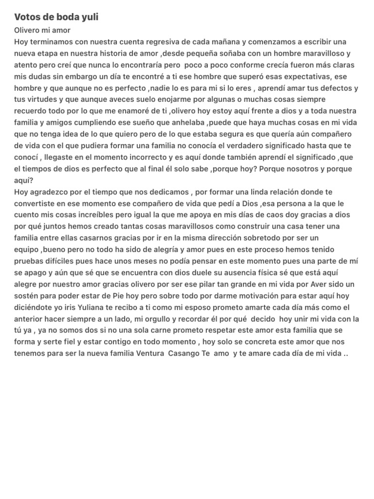Votos de Boda Yuli | PDF | Amor