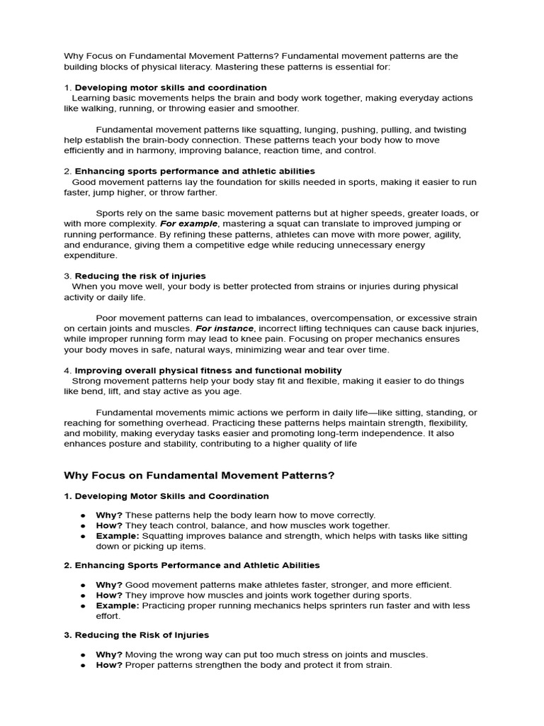 Why Focus on Fundamental Movement Patterns | PDF | Balance (Ability ...
