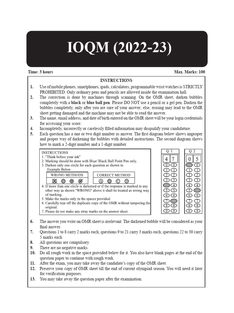 IOQM 2022 23 Question and Sol Final | PDF | Sequence | Elementary Mathematics