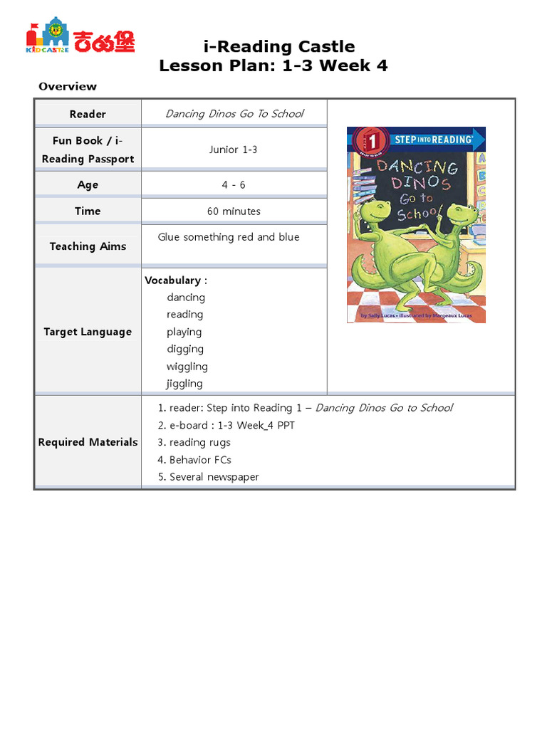 Lesson Plan Week 4-Dancing Dinos Go To School | PDF | Learning | Human ...