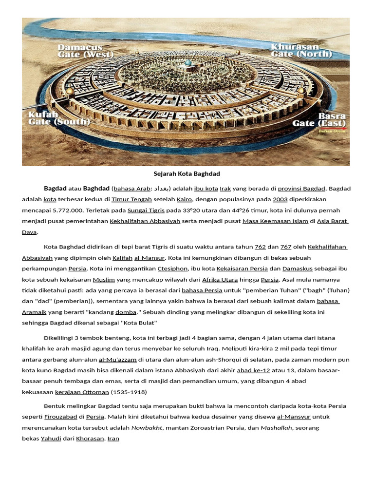 Sejarah dan Arsitektur Kota Baghdad | PDF