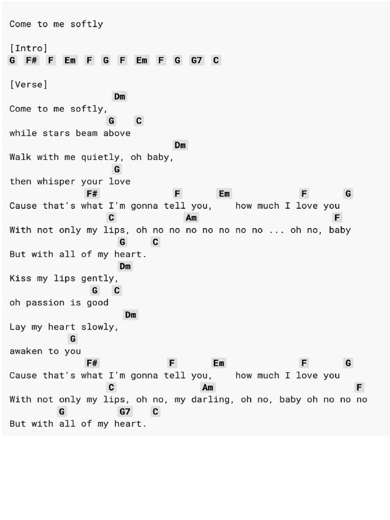 Come to me softly letra y acordes | PDF