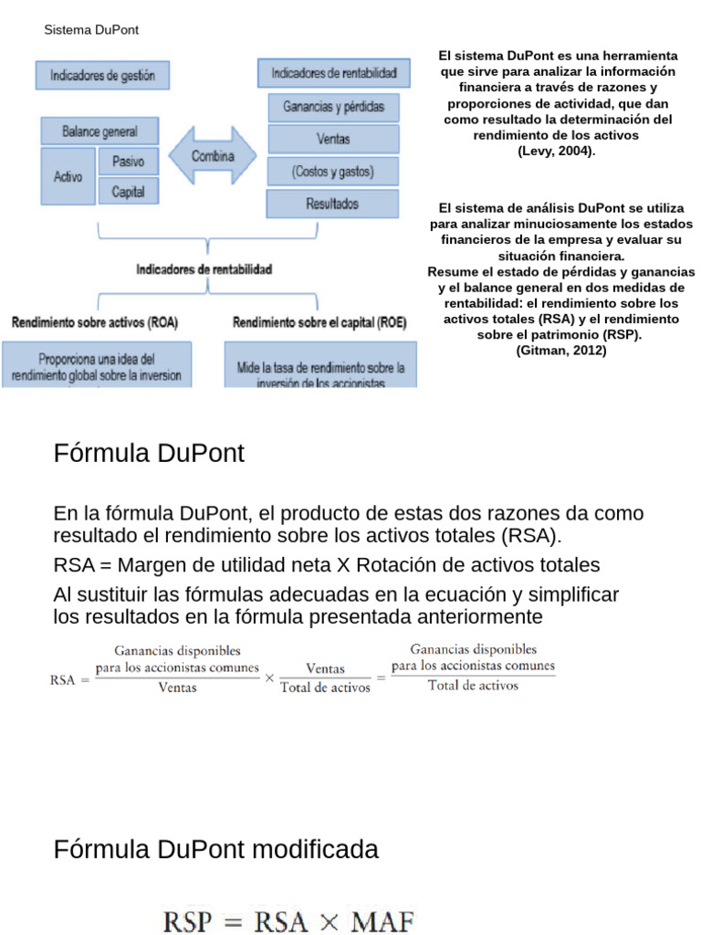 Sistema DuPont (1) .PPTX (Solo Lectura) | PDF | Rentabilidad sobre recursos propios | Business