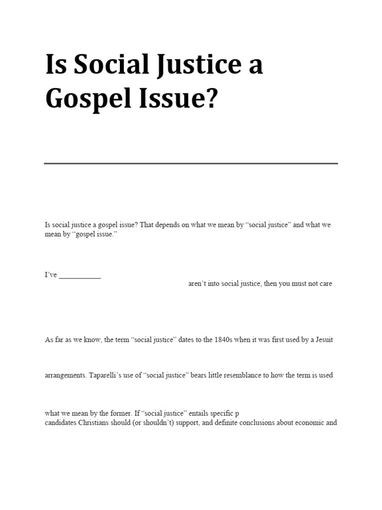 Social Justice and the Gospel Debate | PDF | Bible | Social Justice
