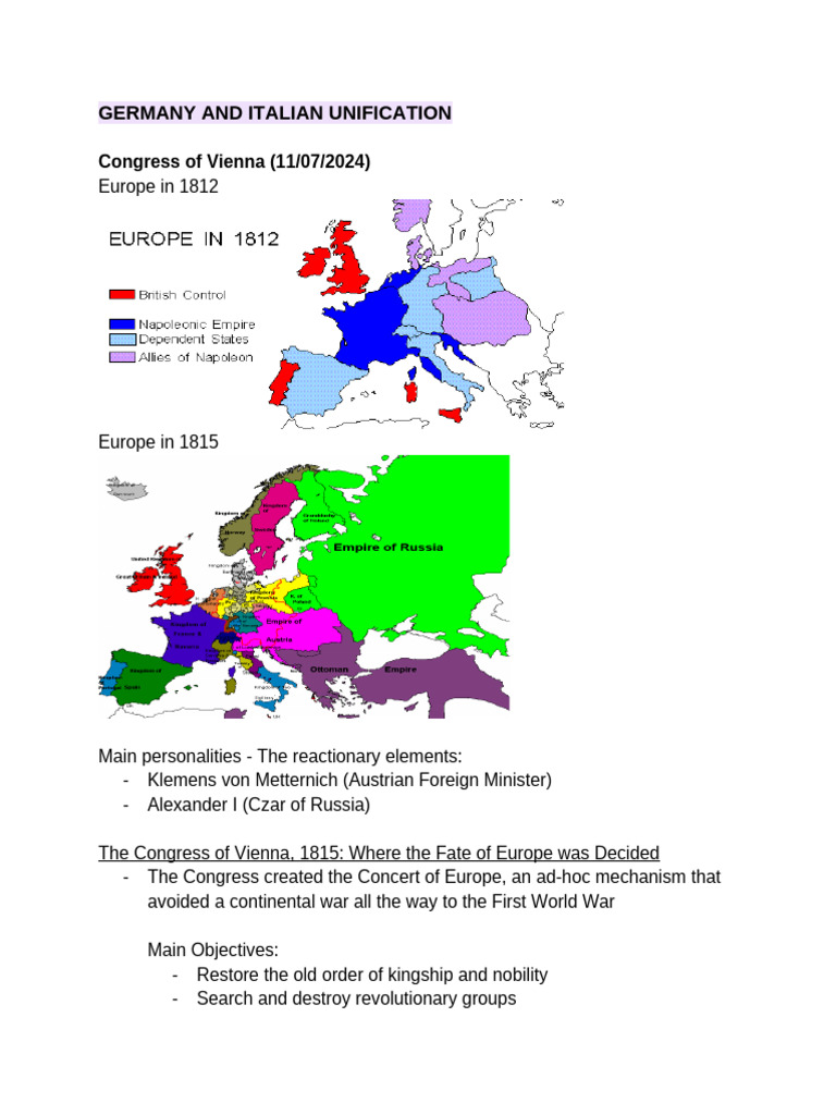 IB1 History Notes | PDF | Otto Von Bismarck | German Empire