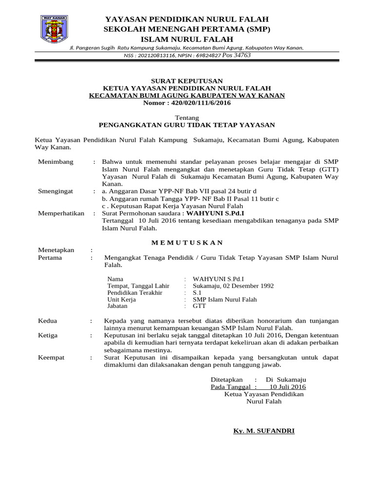 SK SMP Islam Nurul Falah | PDF