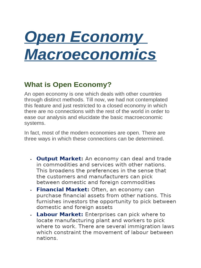 Open Economy Macroeconomics | PDF