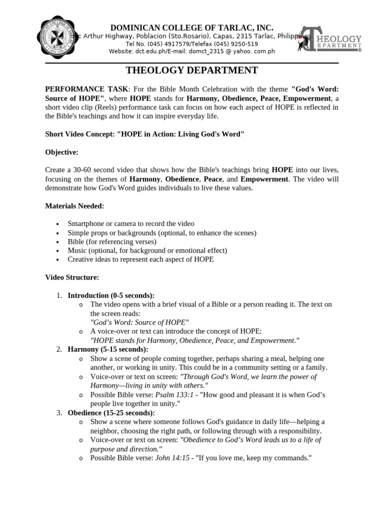 Performance Task THEO II | PDF | Religious Belief And Doctrine | Theology