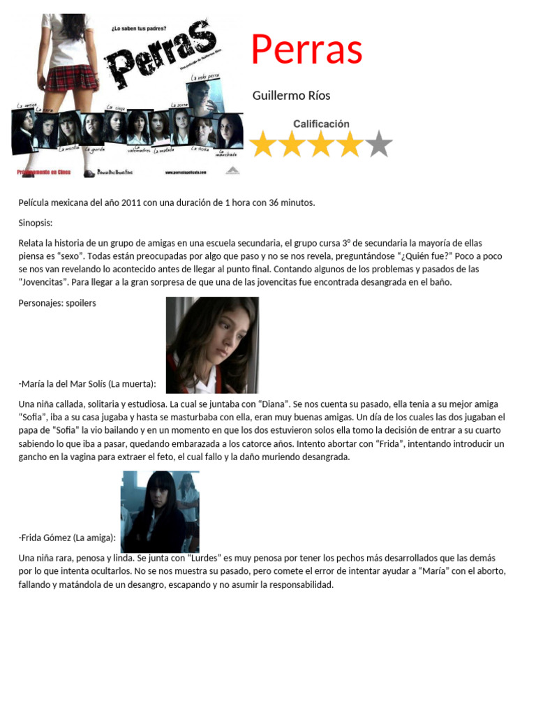 Película "Perras" 2011: Drama Escolar Mexicano | PDF