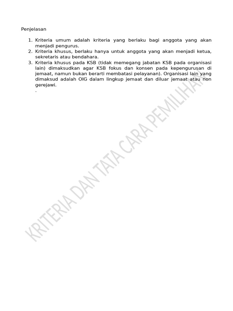 Lampiran Kriteria Dan Tata Cara Pemilihan PJ | PDF