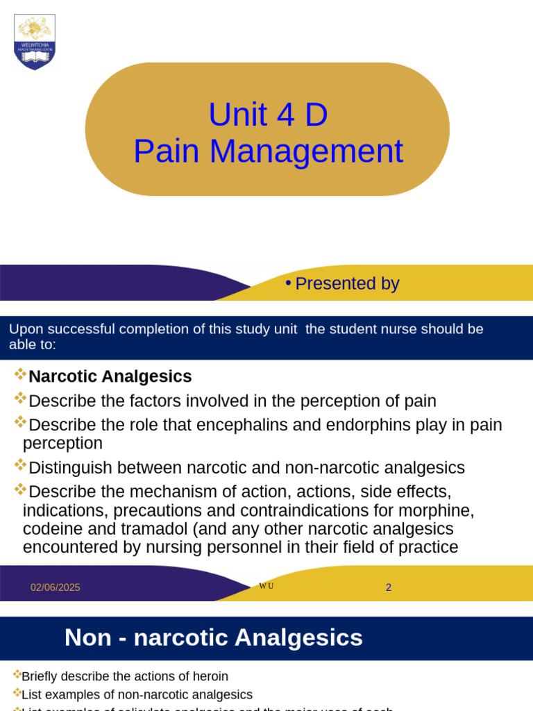 Unit 4 D Pain Management | PDF | Heroin | Pain
