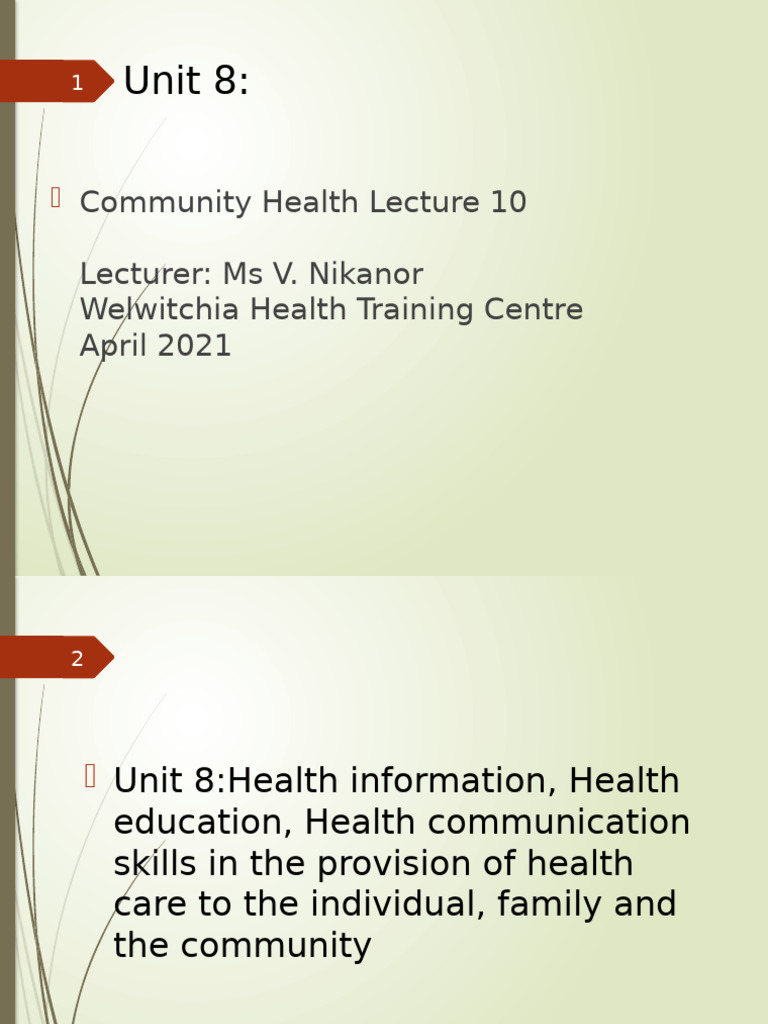 Unit 8 Health Education and Health Information | PDF | Learning ...