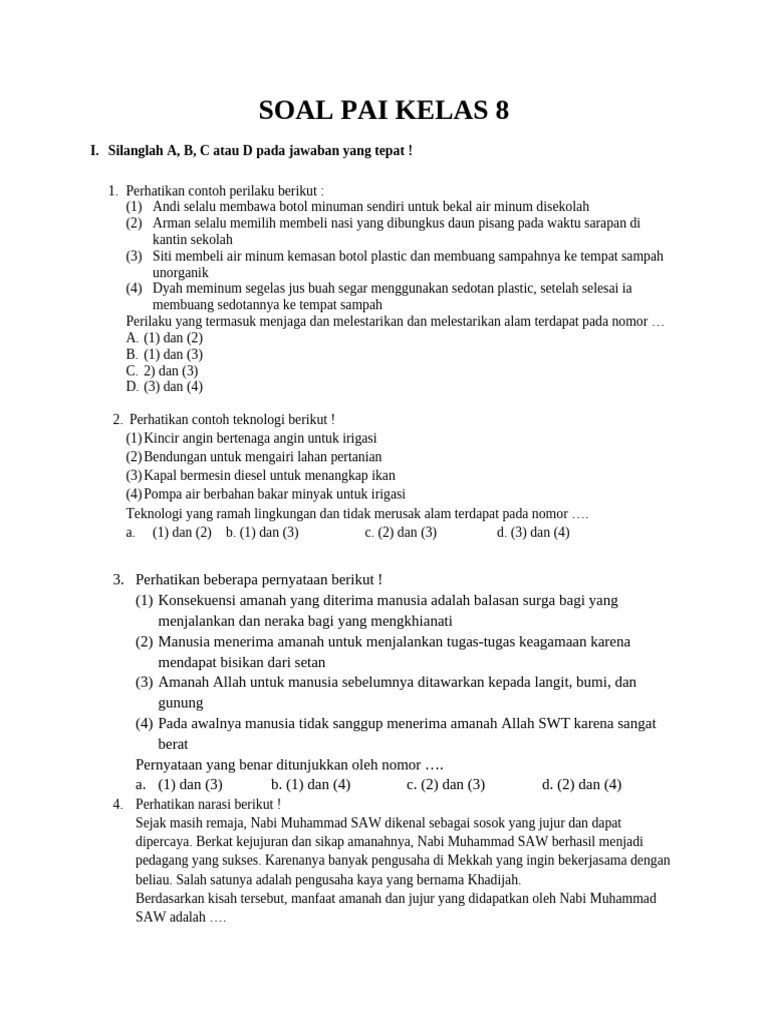 Kumpulan Soal Pai Kelas 8 | PDF