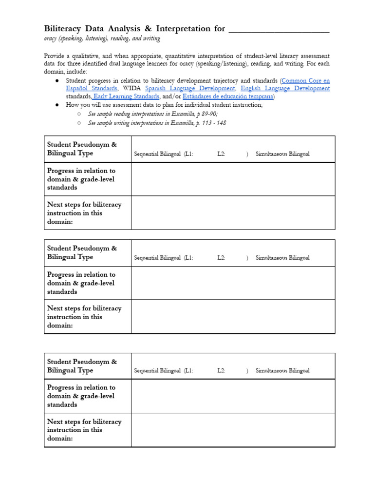 Biliteracy Data Analysis & Interpretation Template | PDF