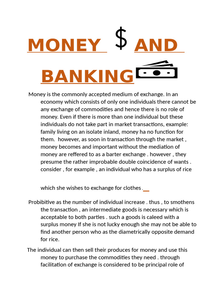 Money Is The Commonly Accepted Medium of Exchange | PDF | Money | Banks