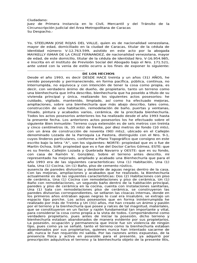 Prescripcion Adquisitiva | PDF | Posesión adversa | Justicia