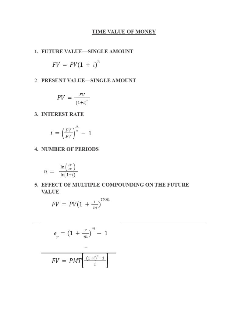 Formula sheet for TMV | PDF