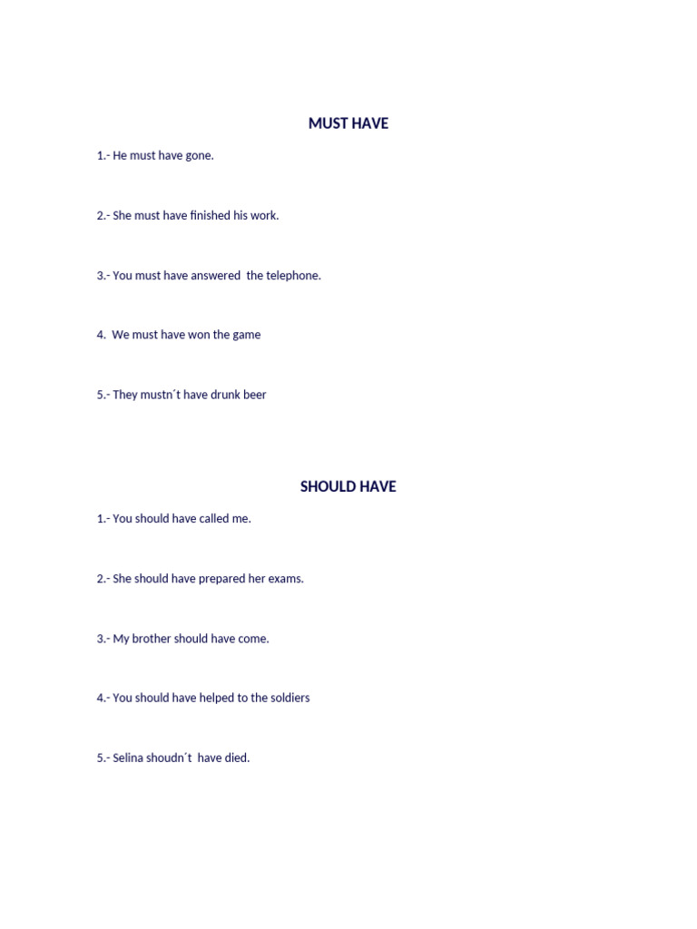 Must Have and Should Have | PDF