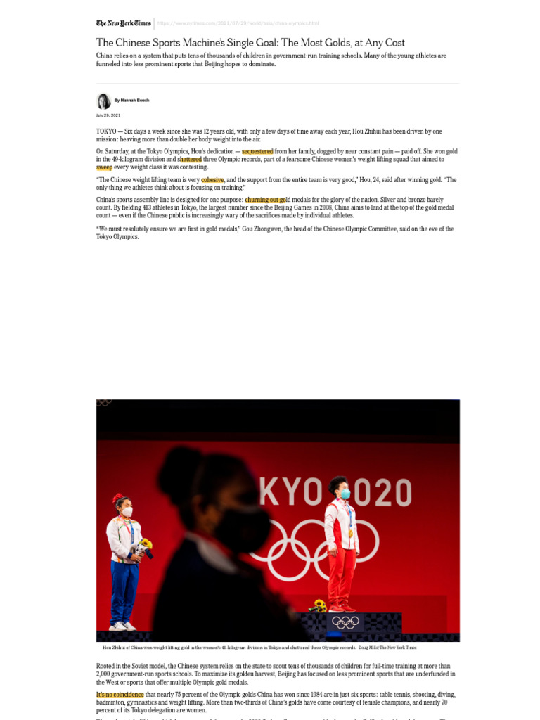 China's Olympic Goal - The Most Golds, at Any Cost - The New York Times ...