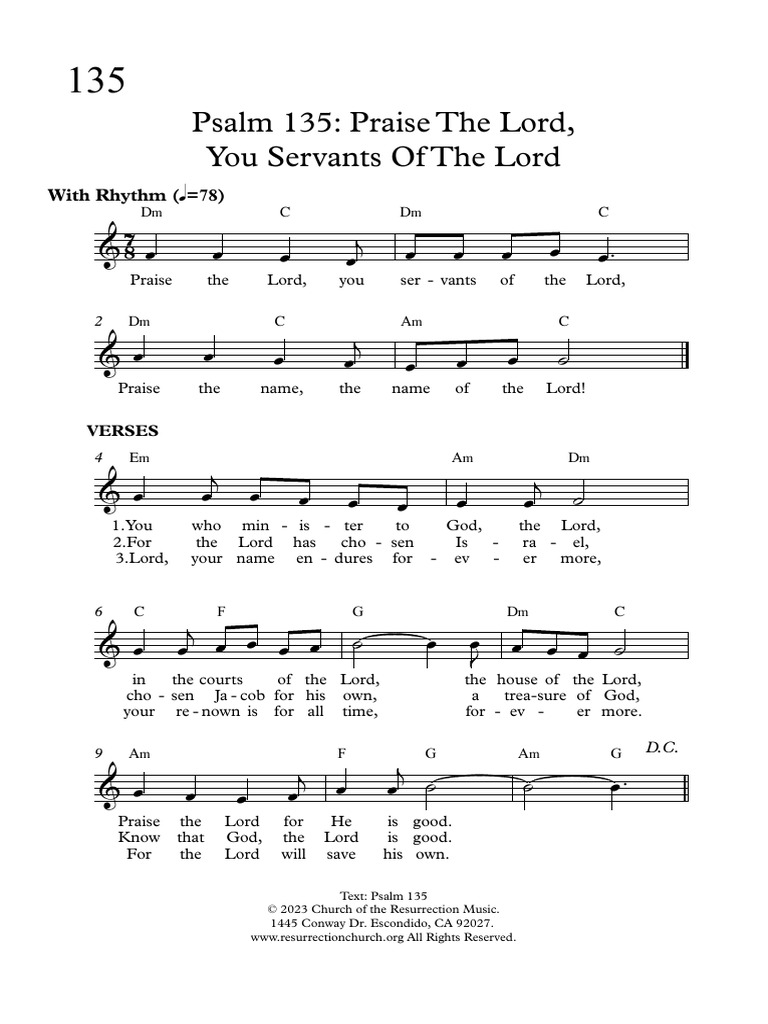 135 psalm 135 - Full Score | PDF | Christian Hymns | Bible Content