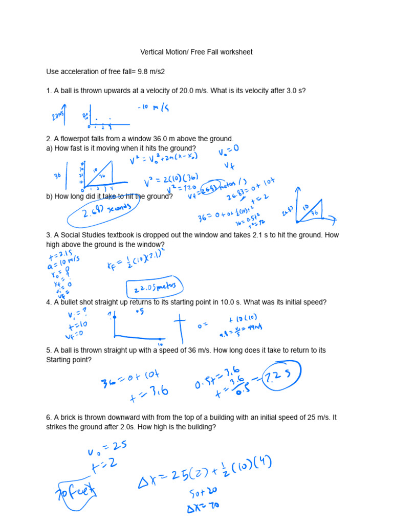 Freefall Questions | PDF