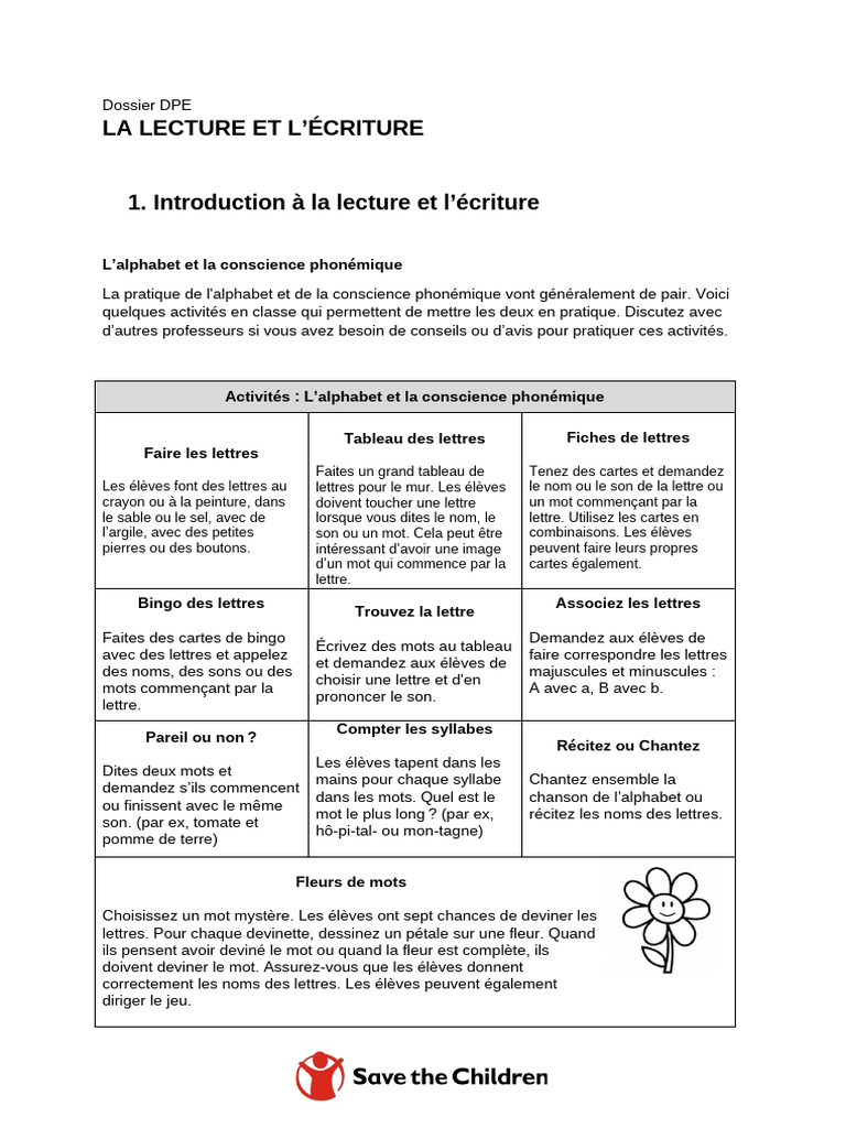 Activités de lecture et écriture en classe | PDF | Phrase