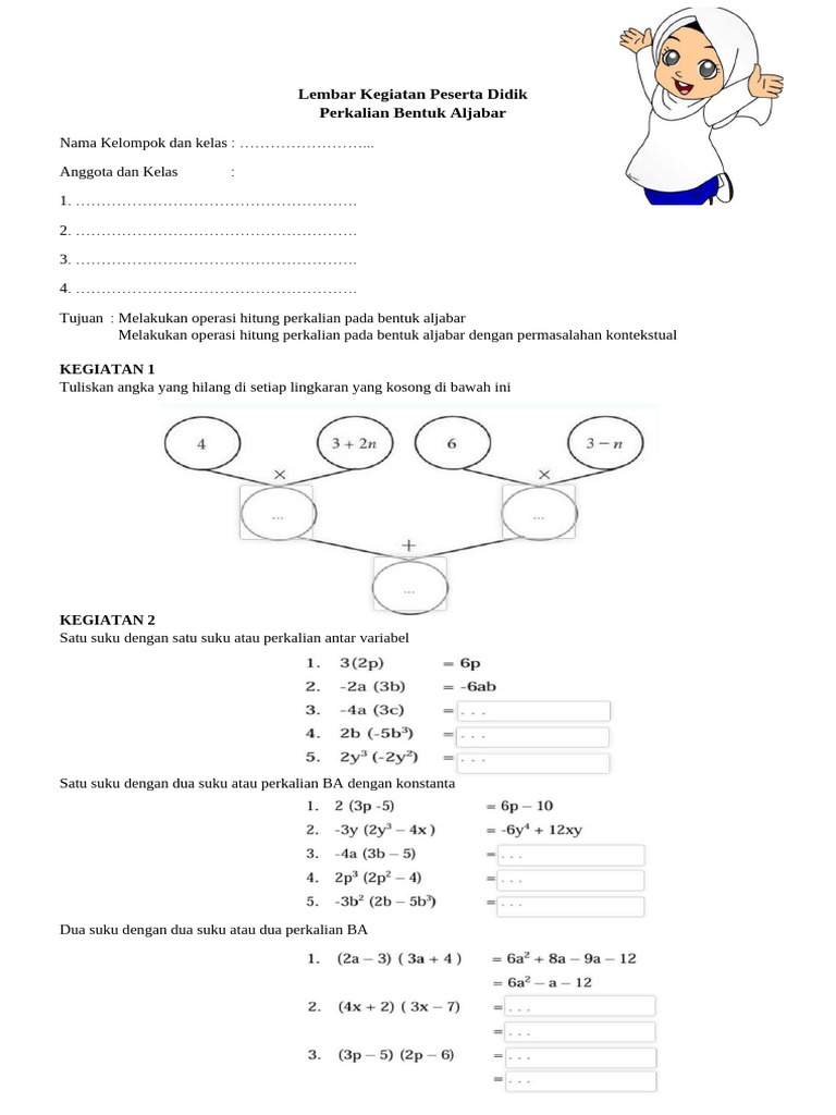 Kegiatan Perkalian Bentuk Aljabar | PDF