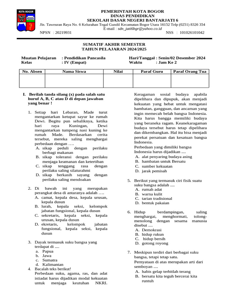 Sas Pkn Genap 2024 | PDF