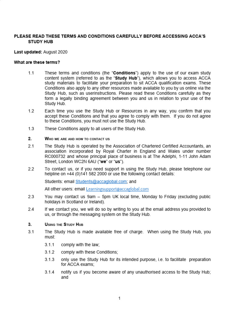 ACCA_End_User_terms_and_conditions_Aug_2020 | PDF | Legal Liability ...