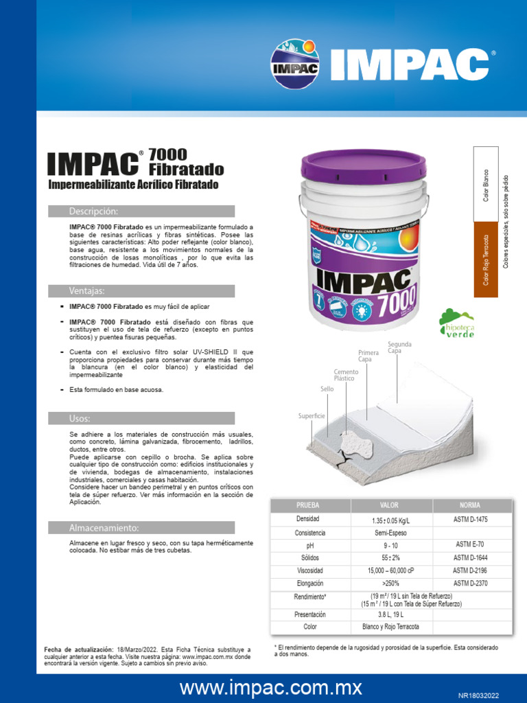 Ficha Técnica Impac 7000 | PDF | Materiales | Materiales de construcción