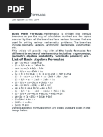 NDA Maths Formula Sheet | PDF