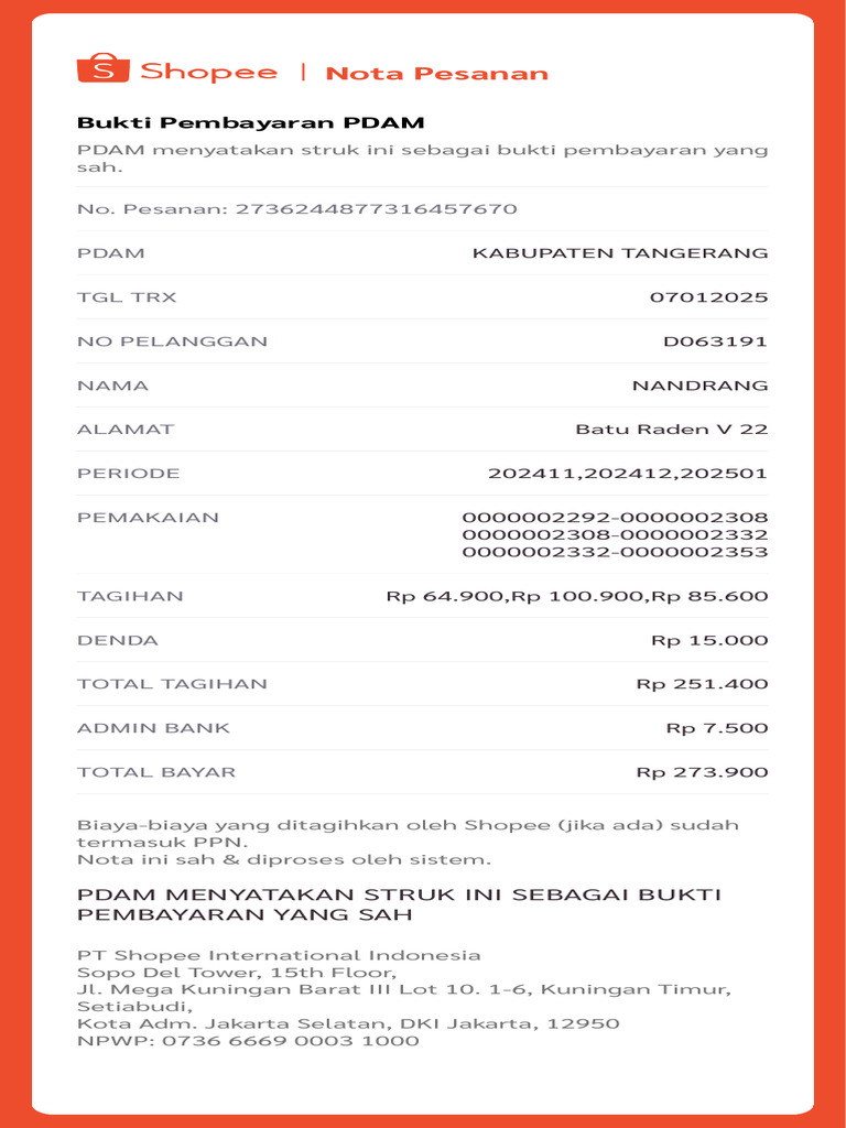 E-Receipt - Tanda Terima Shopee | PDF