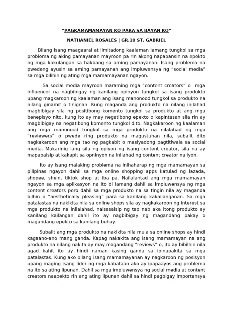 Pagkamamamayan Ko para Sa Bayan Ko | PDF