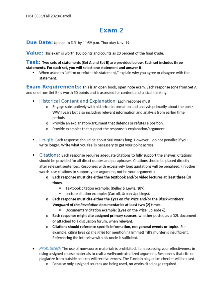 3335_Exam_2 | PDF | Black Power