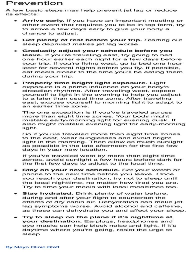 Jet Lag Disorder - Symptoms and Causes - Mayo Clinic | PDF | Circadian ...