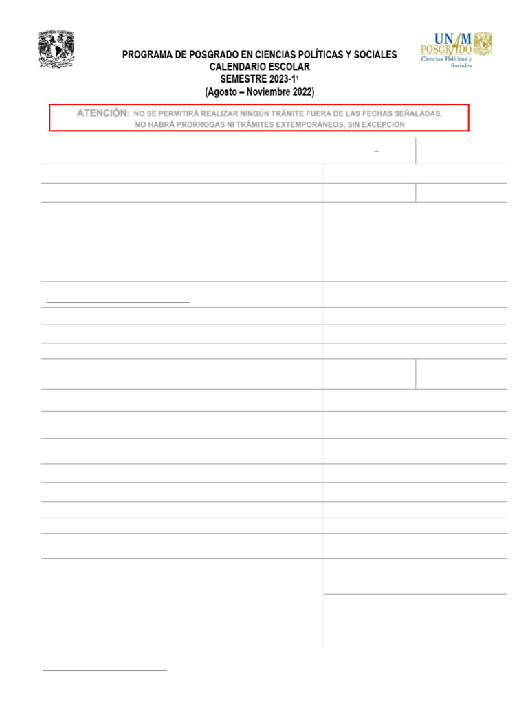Calendario Escolar Semestre 2023 1 | PDF