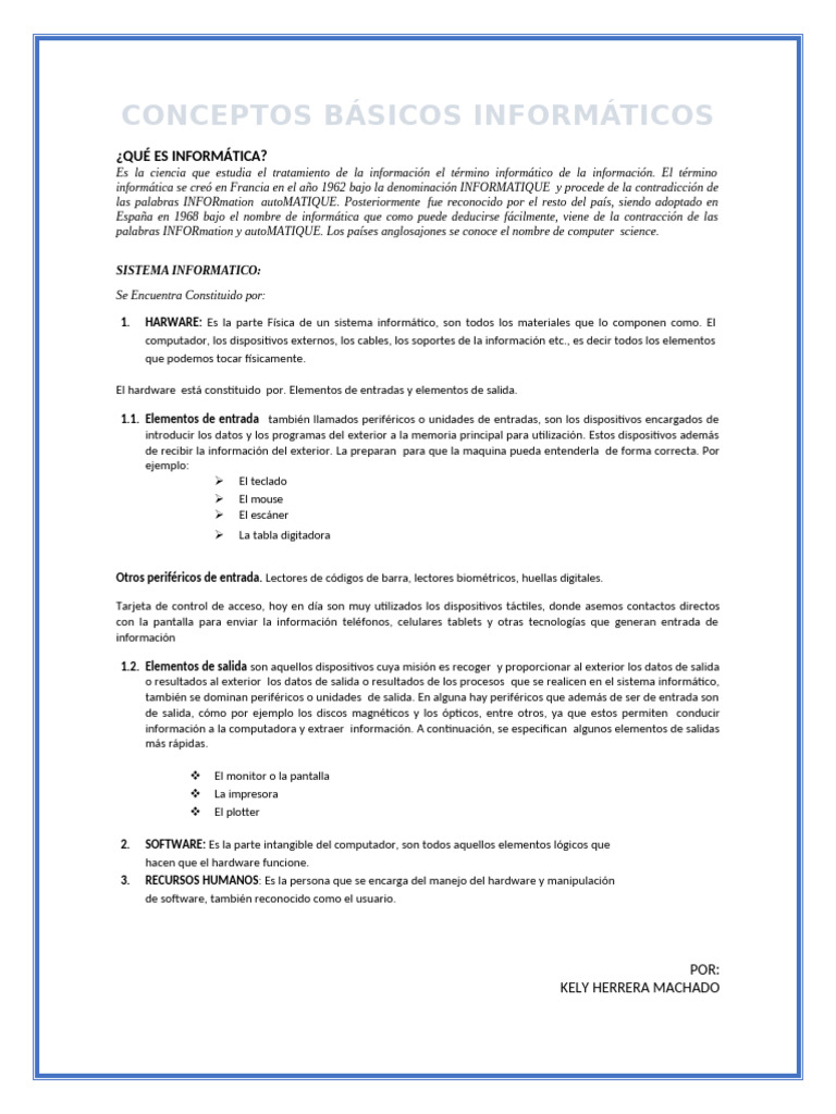 Actividad Informatica Básica #1 Fundetec Kely Herrera-Merlys Montero | PDF | Hardware de la ...