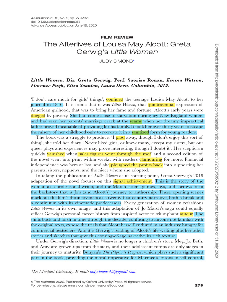 Gerwig's Little Women: A Modern Adaptation | PDF | Little Women