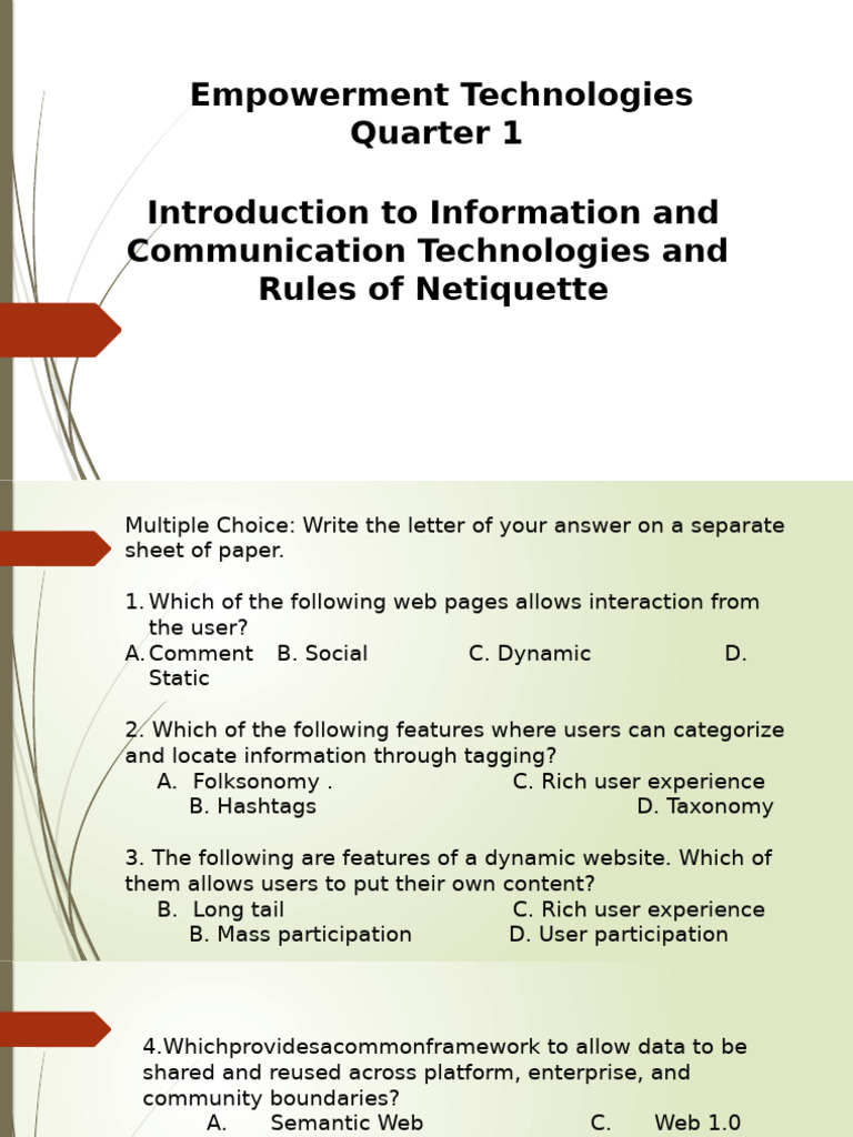 1 Q1 Introduction To ICT and Netiquette | PDF | World Wide Web ...