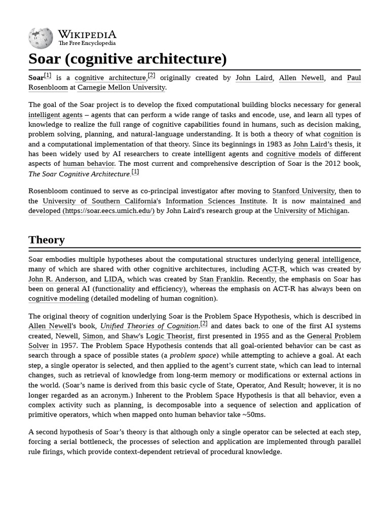 Soar_(cognitive_architecture) | PDF | Cognitive Science | Cognition