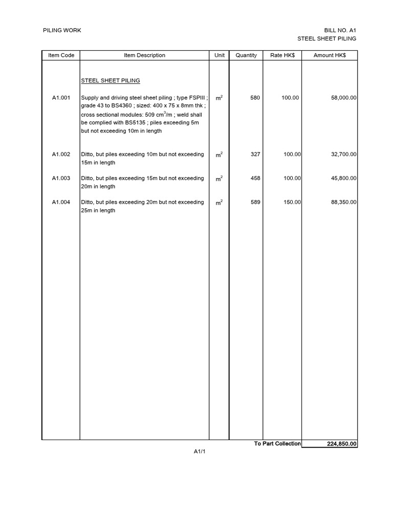 Civil Measurement - Costing - Assessment Part 2 | PDF | Deep Foundation ...