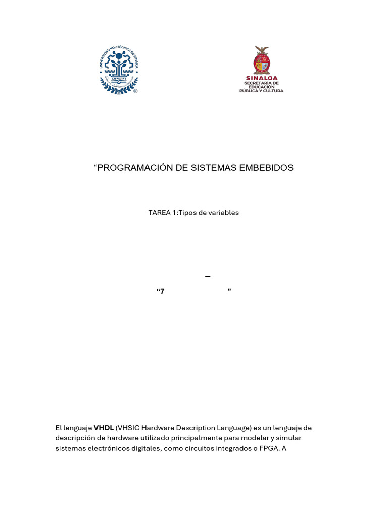 Tipos de Variables | PDF | Vhdl | Hardware de la computadora