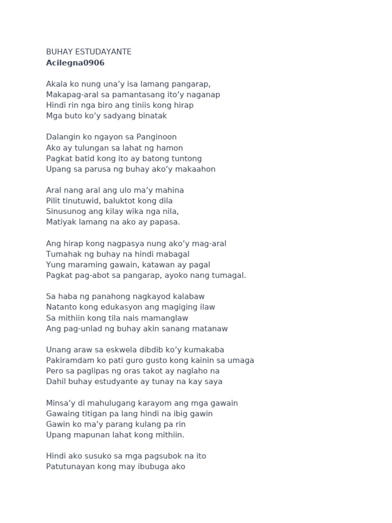 buhay estudyante | PDF