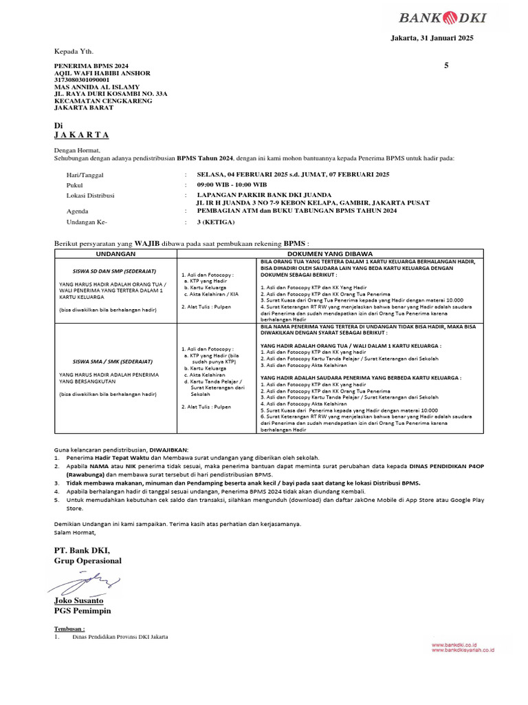 Undangan Distribusi BPMS 2024 | PDF
