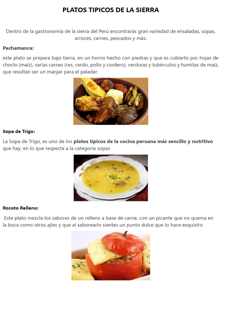 Platos Tipicos de La Sierra | PDF