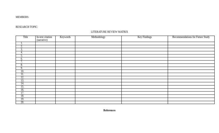 Literature Review Matrix TEMPLATE UPDATED | PDF
