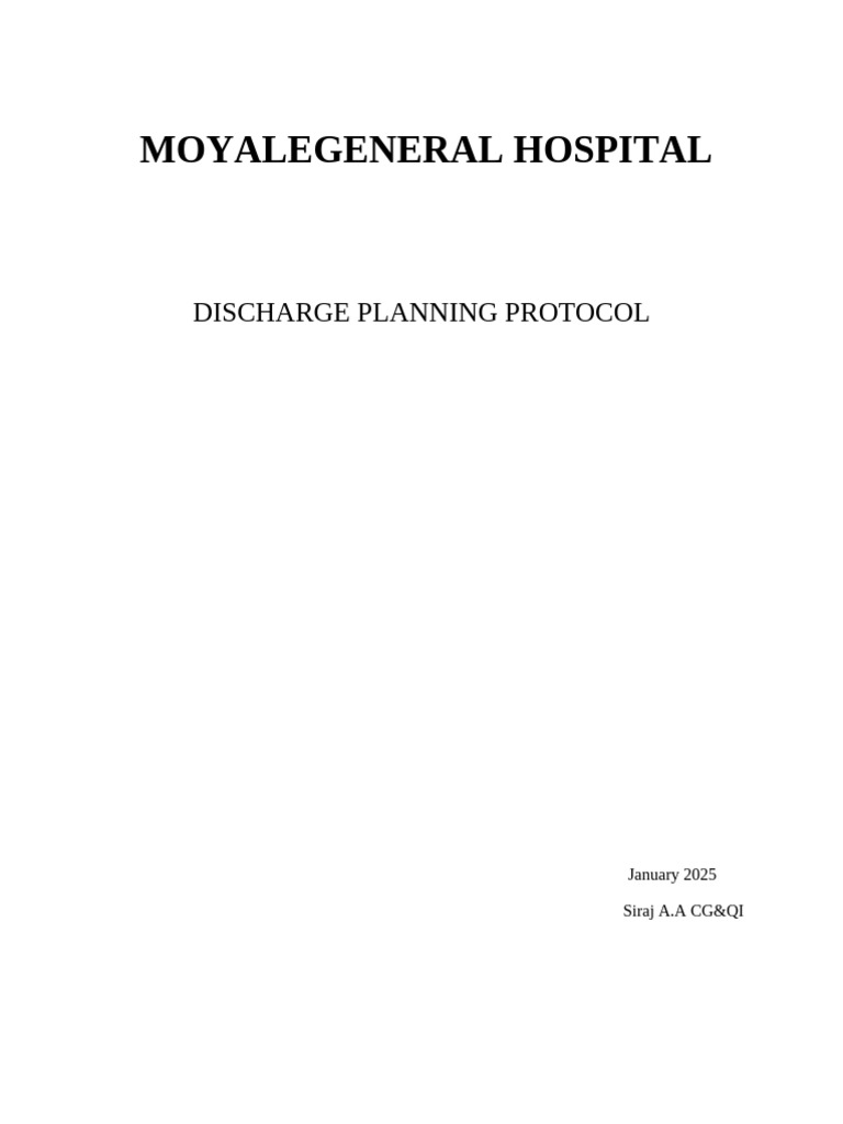 MOYALE Hospital Discharge Planning Protocols2017 | PDF | Patient | Hospital